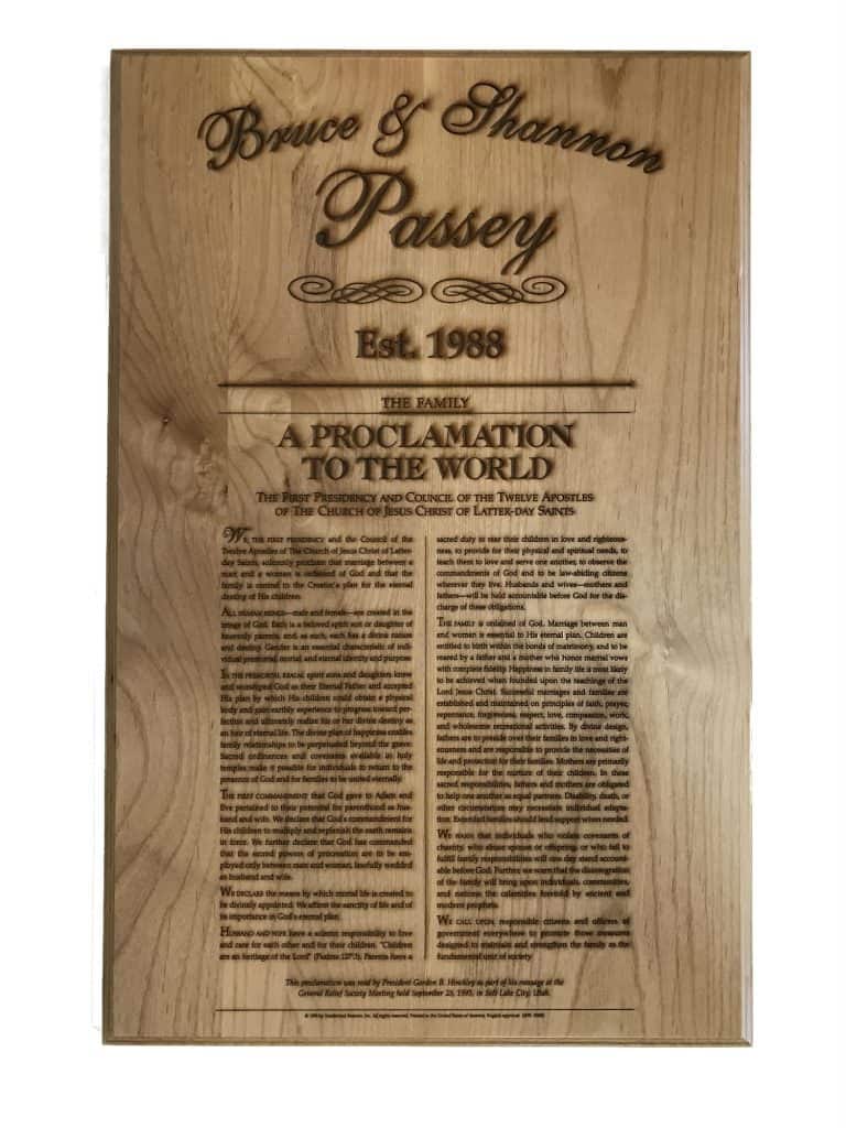 "Your" Family Proclamation Plaque - Gem Awards