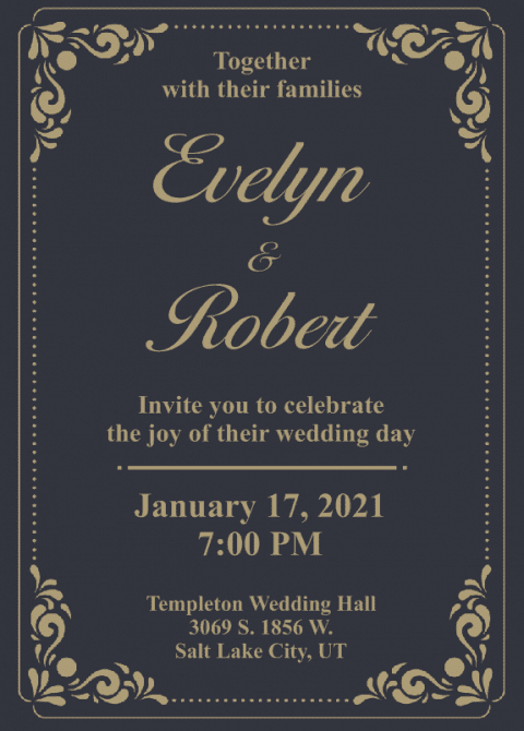 Black & Gold Metal Modern Wedding Invitation - Gem Awards