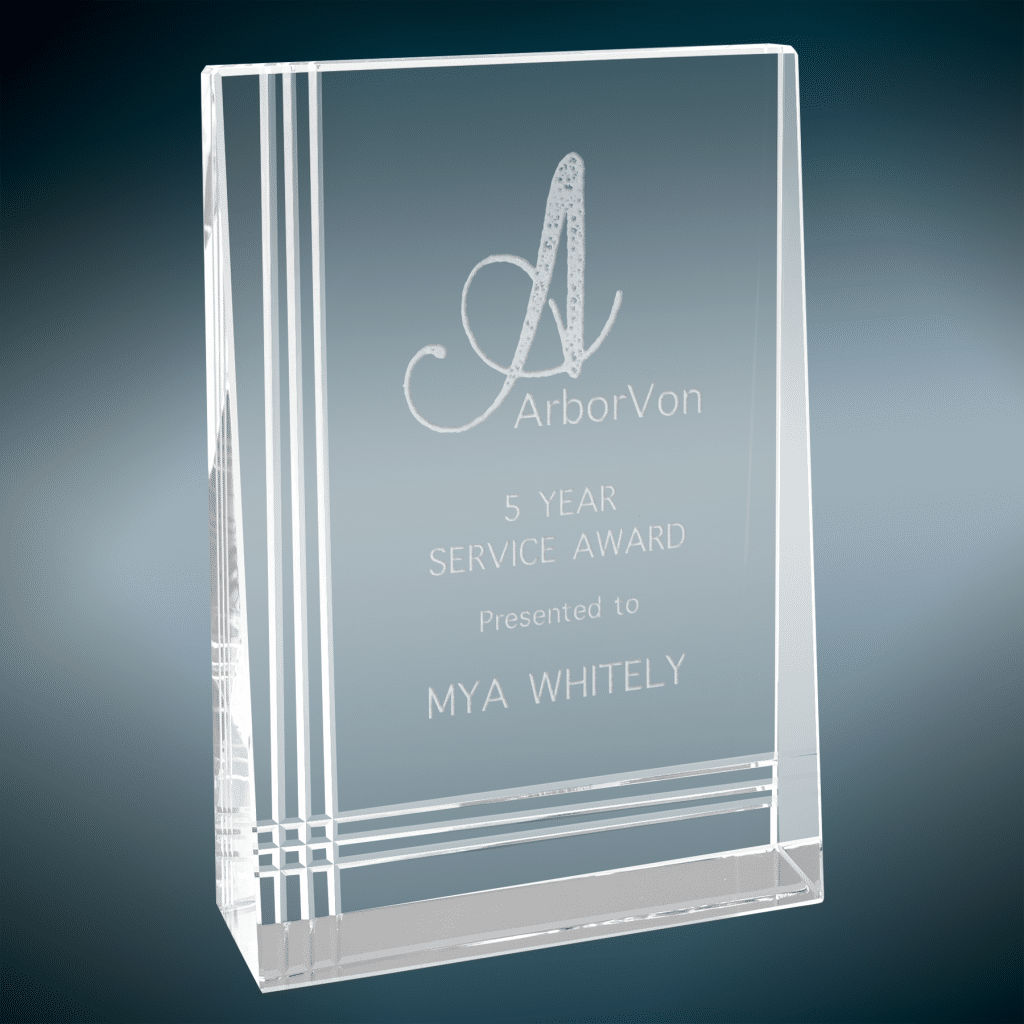 Crystal Wedge with Accent Lines - Gem Awards